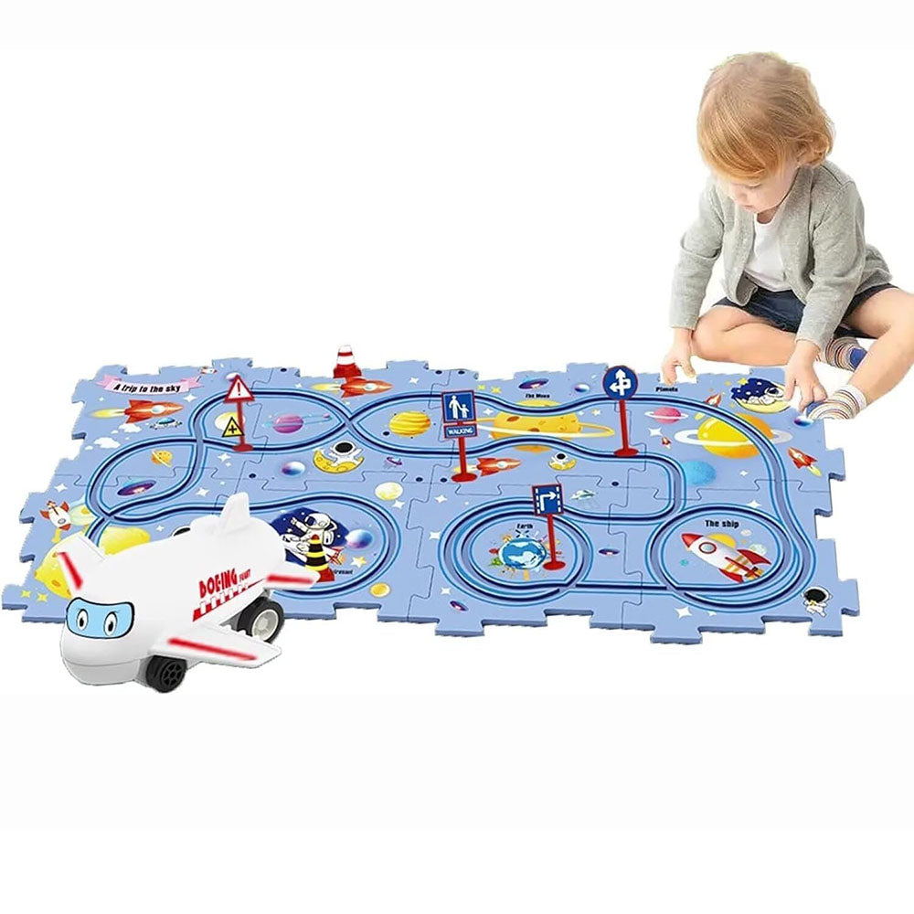 Electric DIY Car Track Puzzle Play Set for Kids - Battery Powered ...