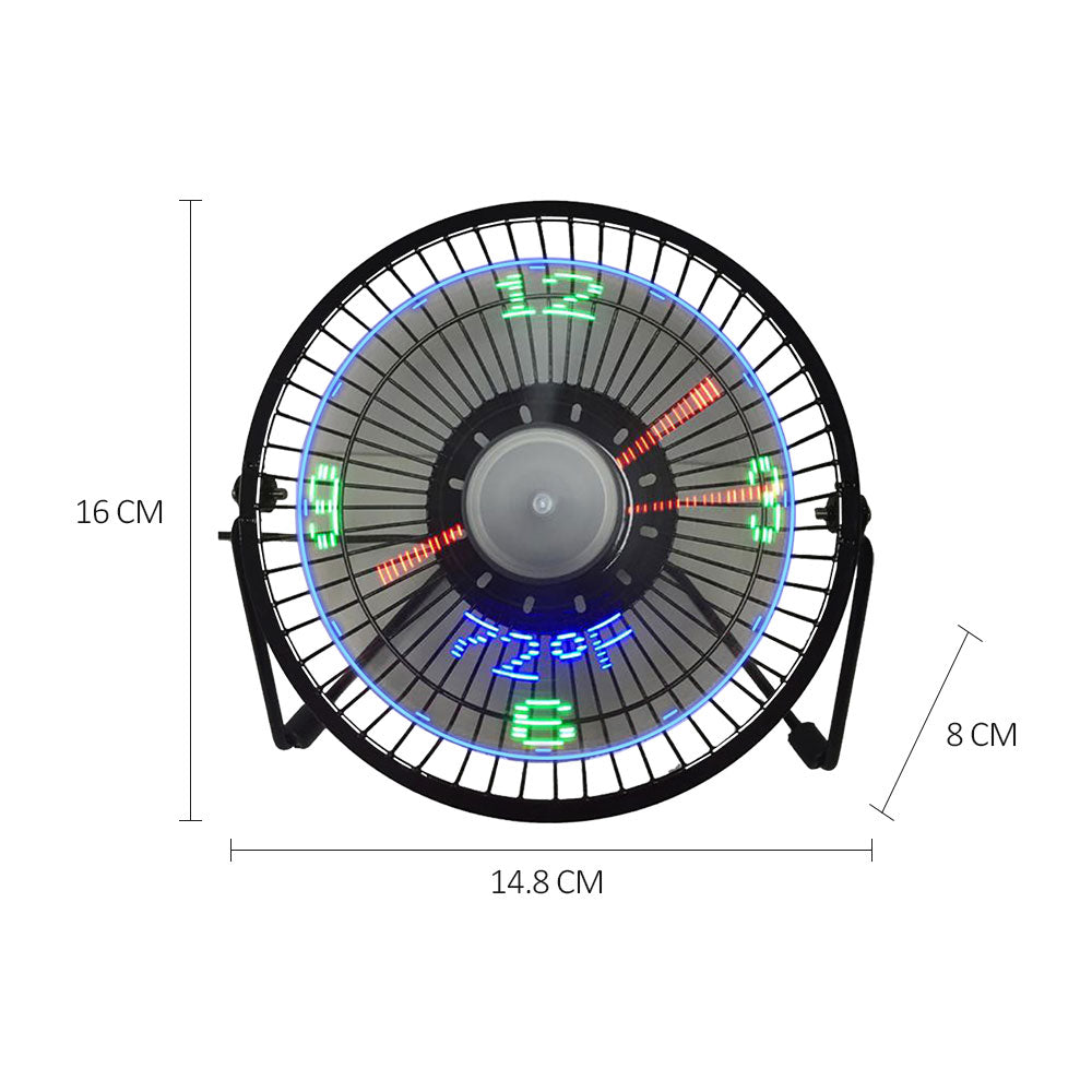 Small Desk Fan with Clock and Temperature Display – prime-supply-uk